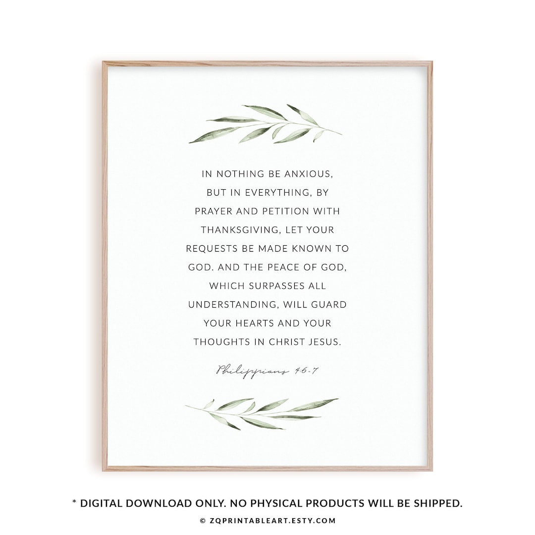 Philippians 4:6-7 Bible Verse Wall Art, Christian Scripture Printable ...