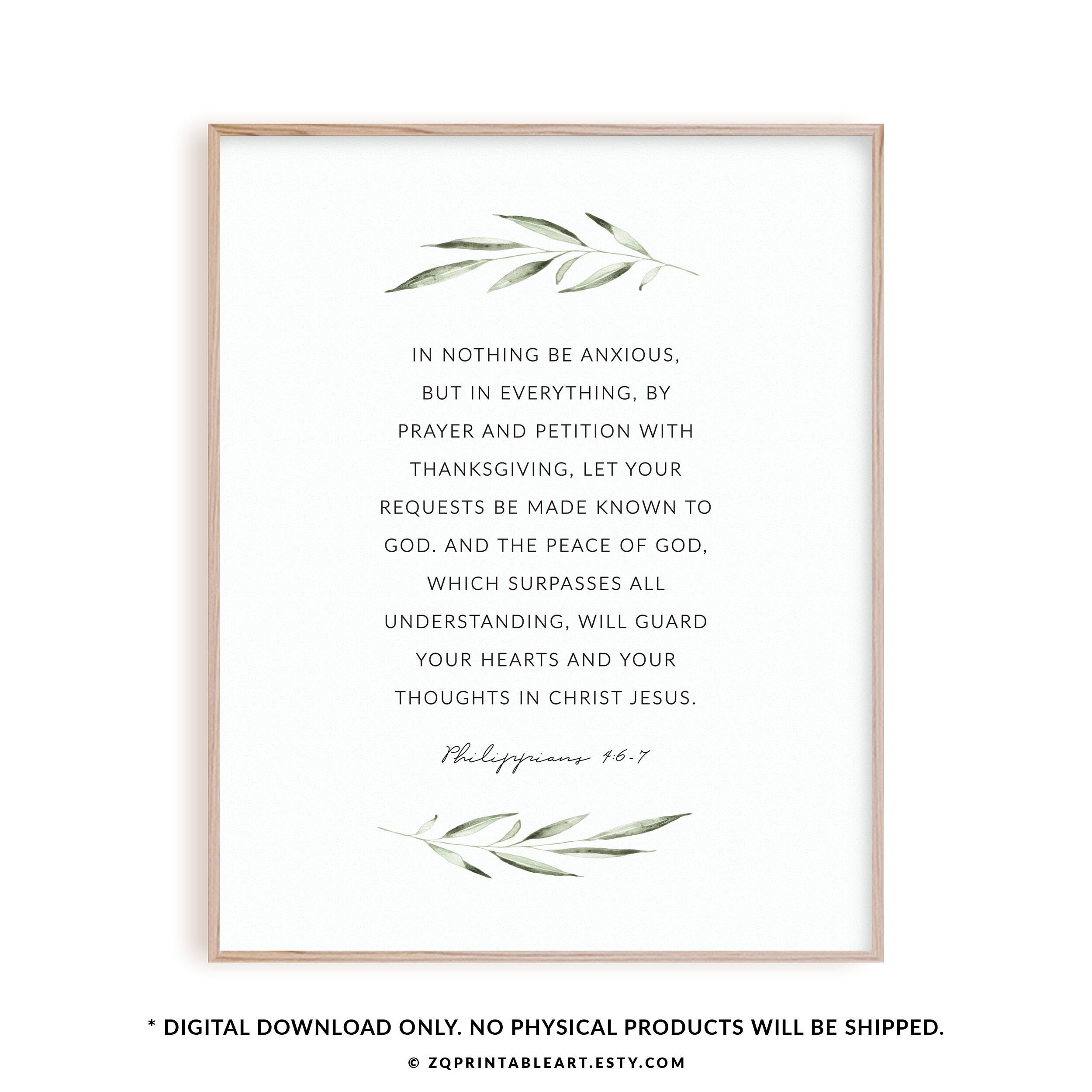 Philippians 4:6-7 Bible Verse Wall Art, Christian Scripture Printable ...