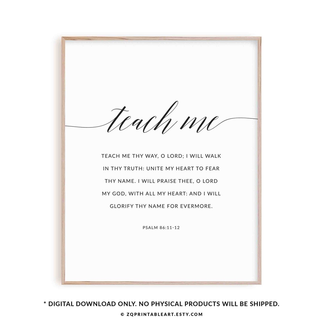 Psalm 86:11-12 Bible Verse Wall Art, Christian Scripture Poster Modern ...