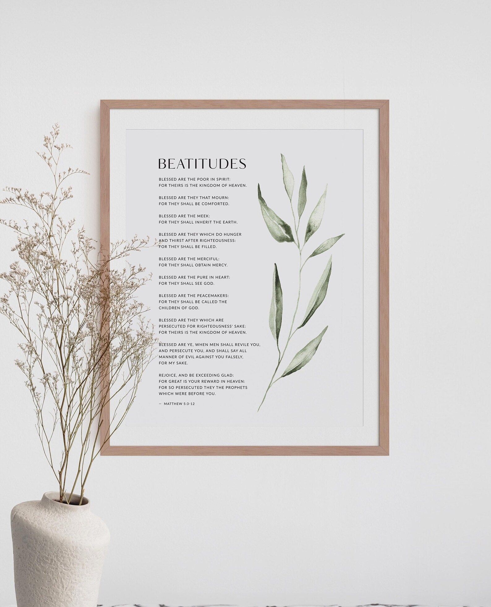 The Beatitudes Bible Verse Wall Art, Christian Poster Printable, Modern ...