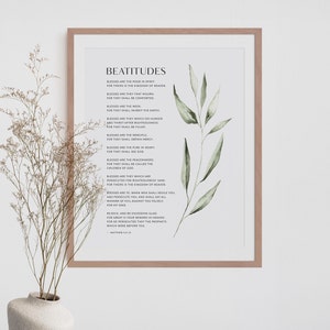 The Beatitudes Bible Verse Wall Art, Christian Poster Printable, Modern ...