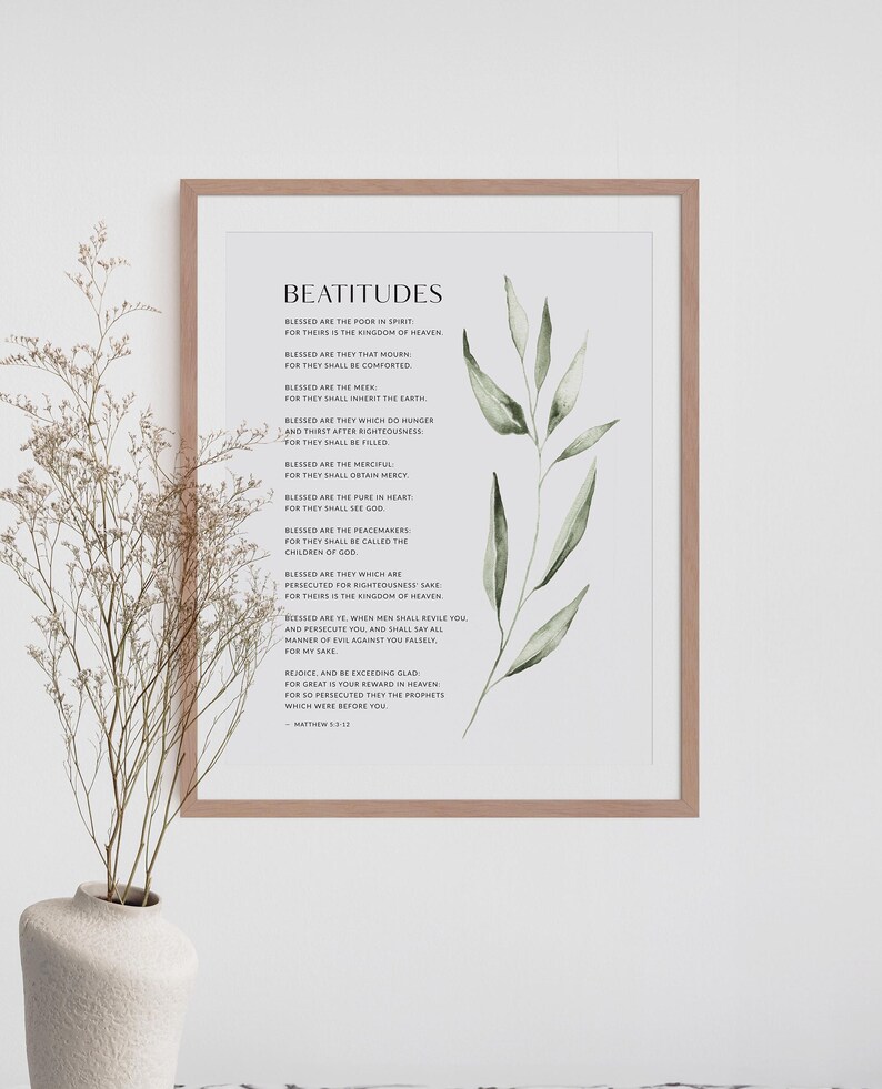 The Beatitudes Bible Verse Wall Art, Christian Poster Printable, Modern ...