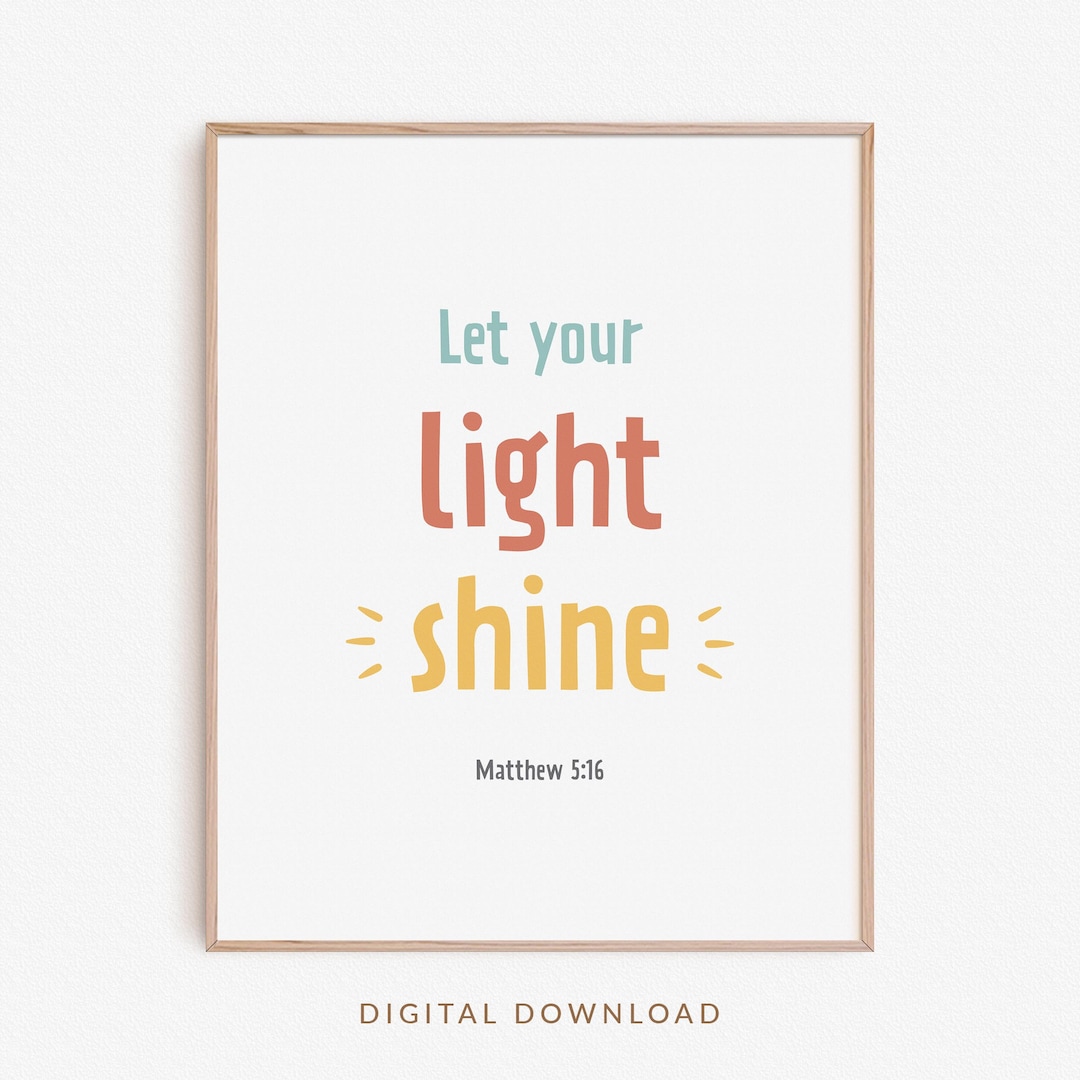 Matthew 5:16 Kids Bible Verse Wall Art, Church Nursery Decor, Kids ...