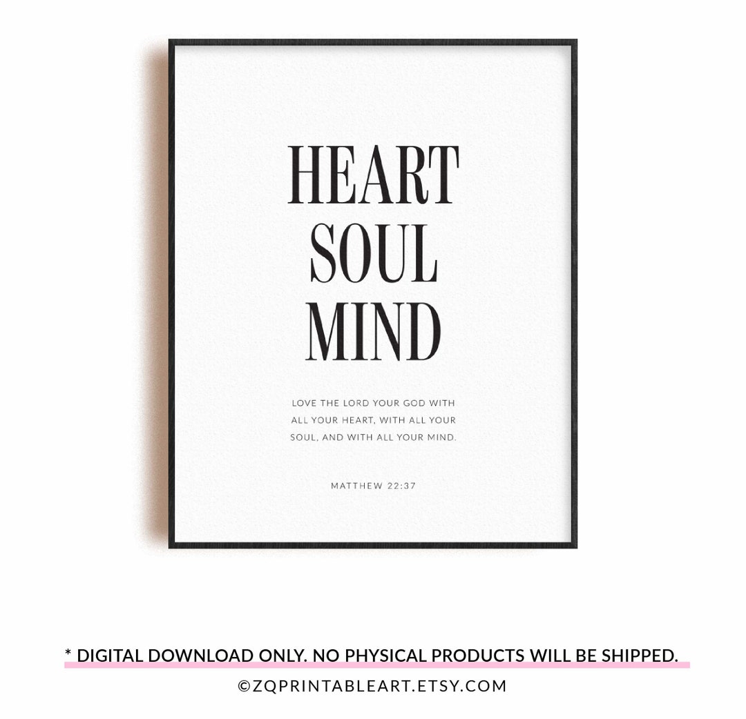 Matthew 22:37 Bible Verse Poster Artwork, Christian Wall Art, Modern ...