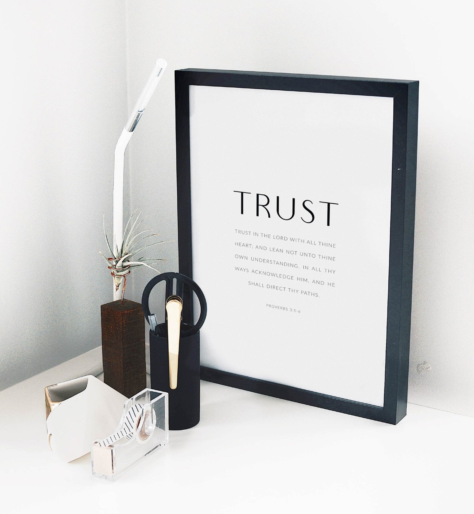 Proverbs 3:5-6 Bible Verse Artwork Christian Scripture Poster, Modern ...