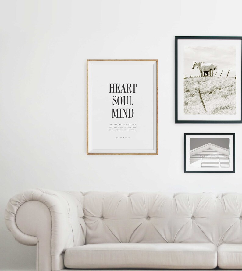 Matthew 22:37 Bible Verse Poster Artwork, Christian Wall Art, Modern ...