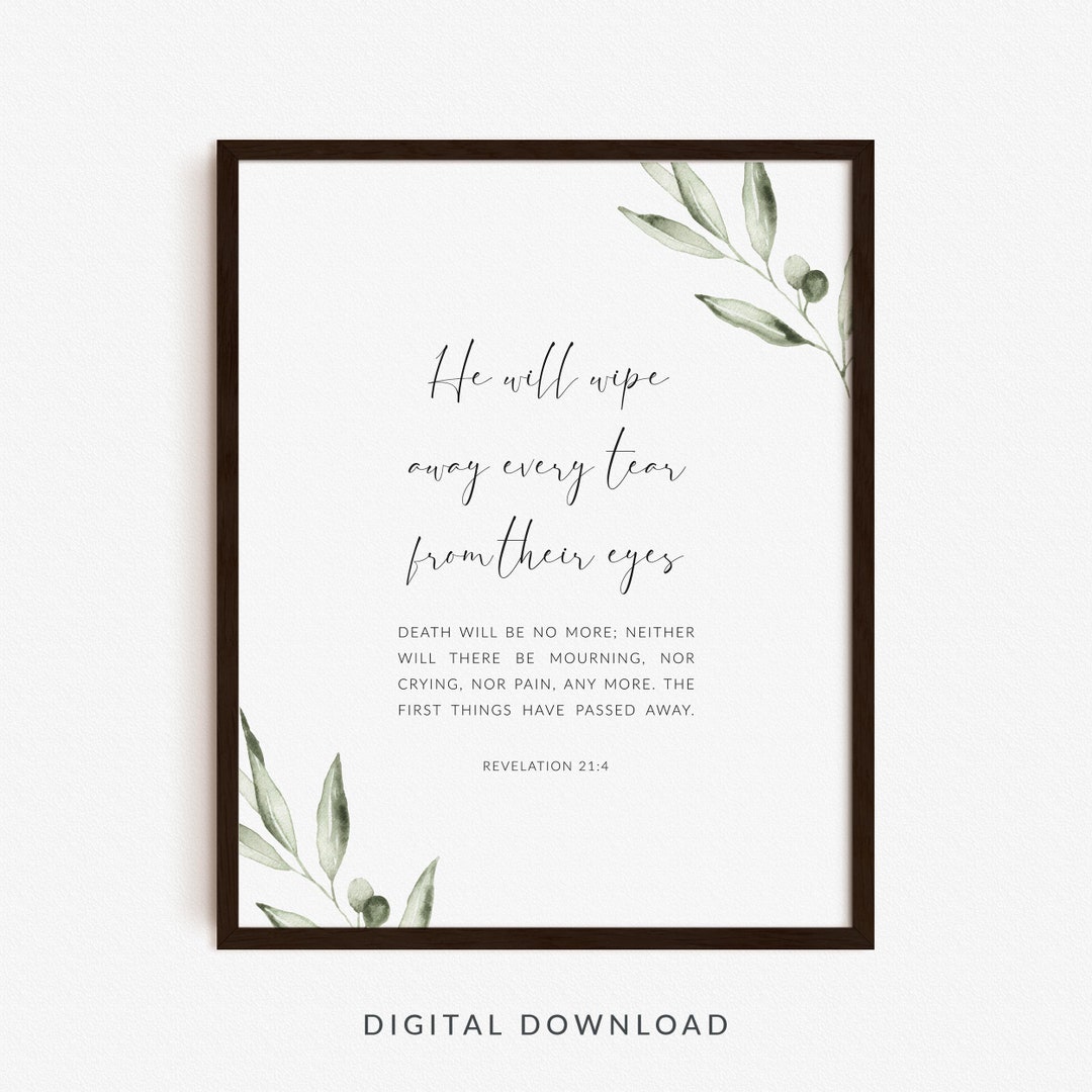 Revelation 21:4 Bible Verse Wall Art, Scripture Poster, Christian ...
