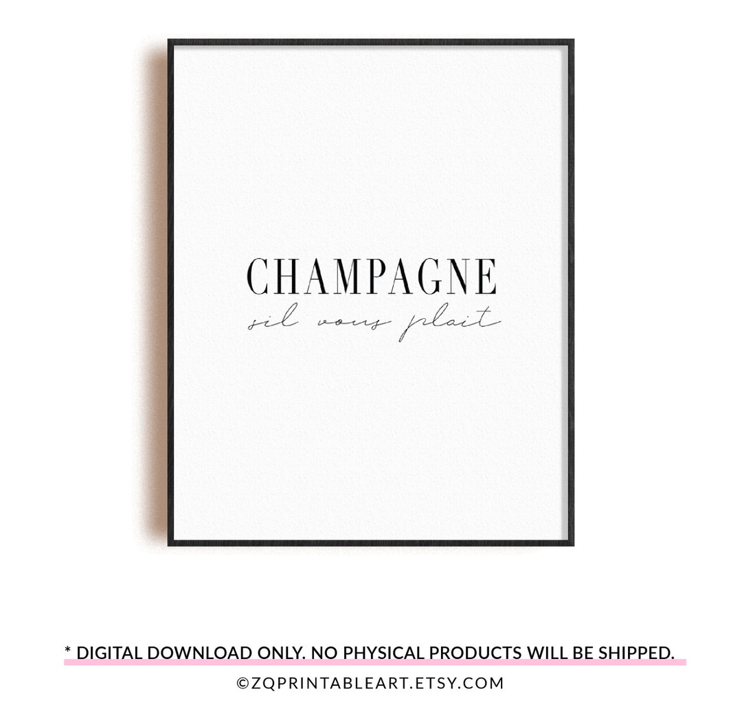 Champagne Sil Vous Plait Poster Print, French Dining Kitchen Wall Art ...