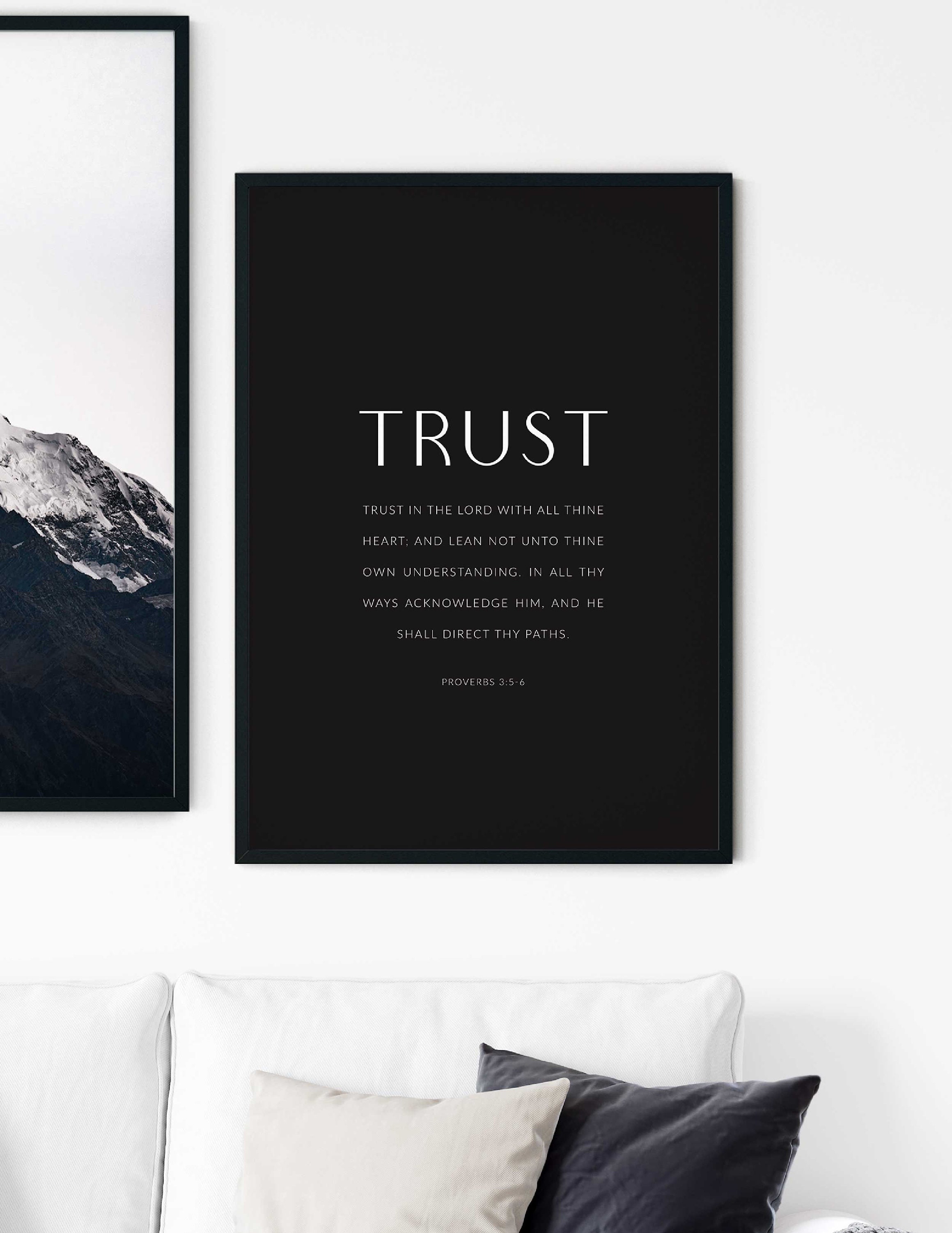 Proverbs 3:5-6 Christian scripture wall art poster printable | Etsy