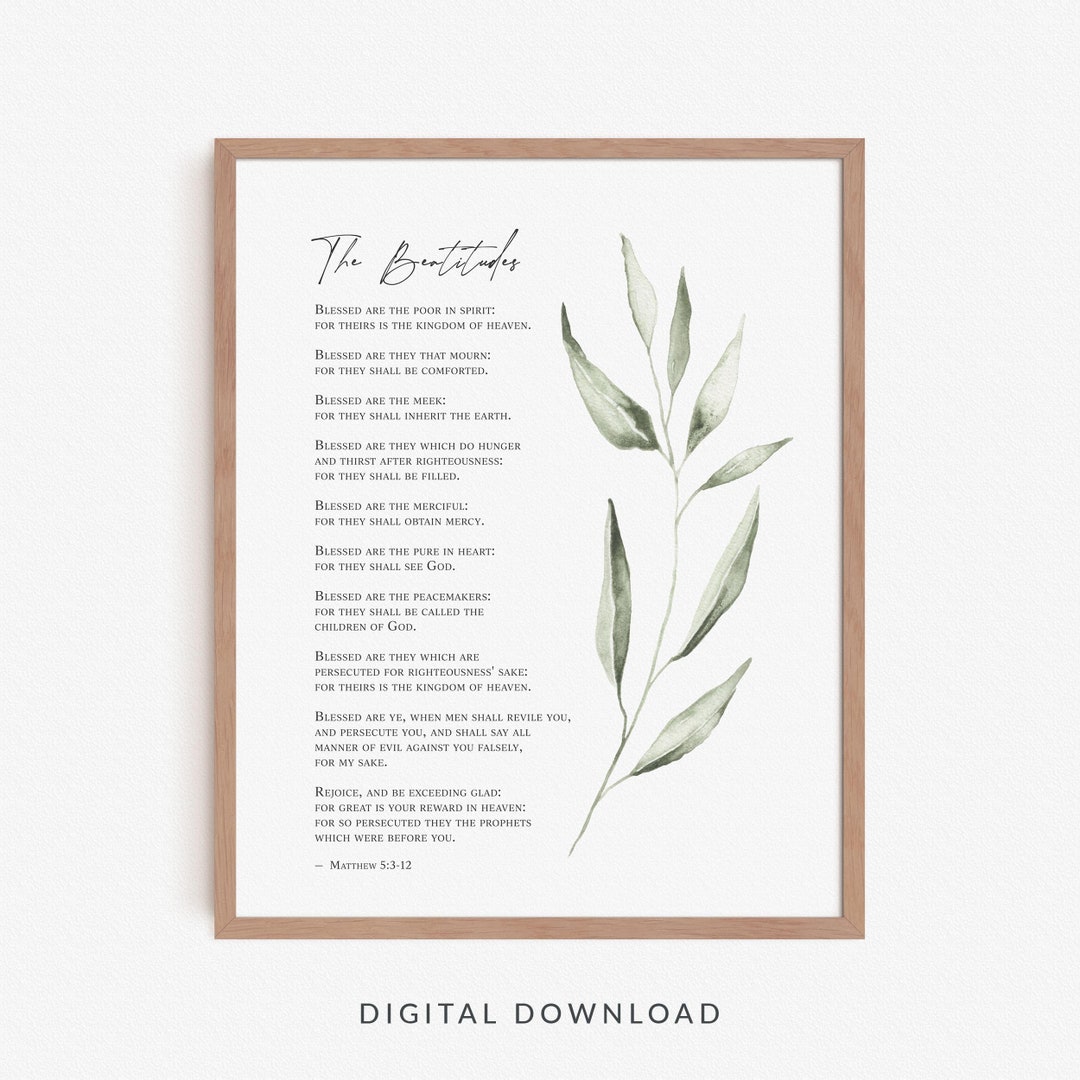 The Beatitudes Bible Verse Wall Art, Christian Scripture Poster ...