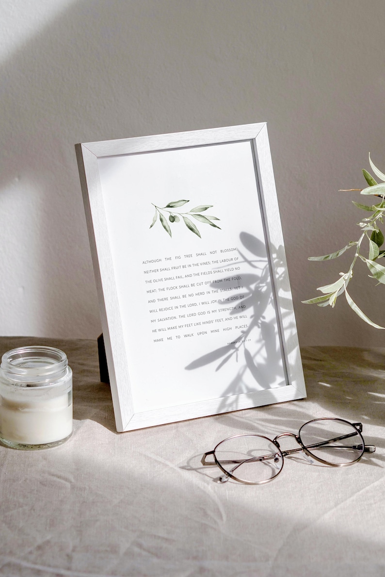Habakkuk 3:17-19 Bible Verse Wall Art, Modern Christian Poster ...
