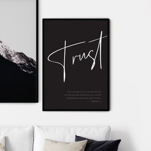 Proverbs 3:5-6 Black and White Printable Wall Art, Modern Christian ...