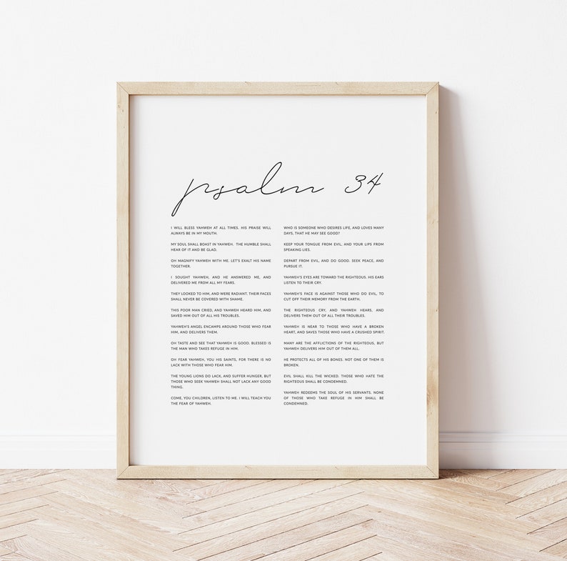 Psalm 34 Bible Verse Wall Art Christian Scripture Poster - Etsy