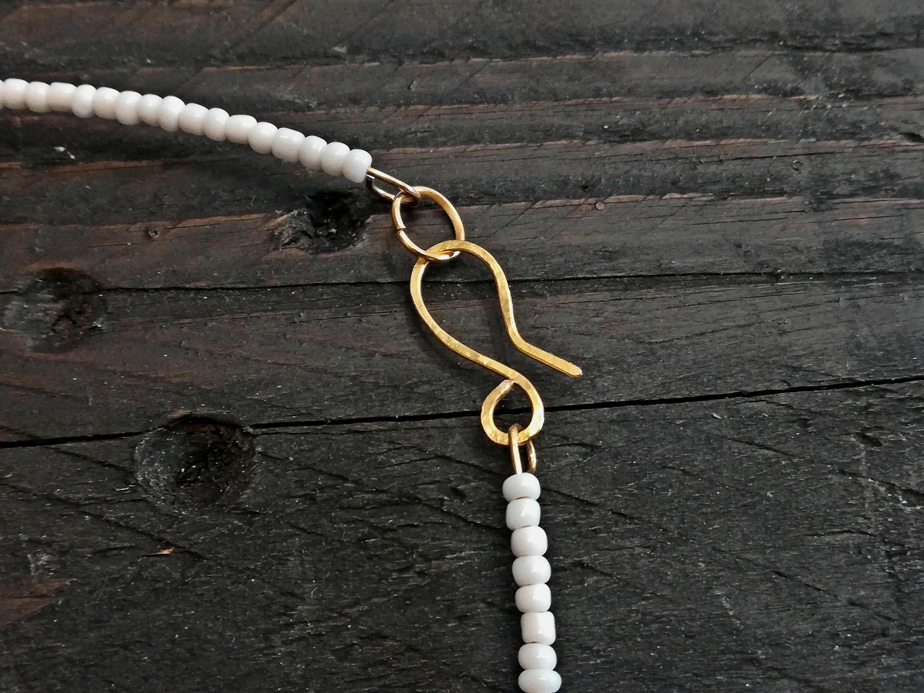 White Beaded Choker, Initial Letter Choker, Adjustable Choker, Initial ...