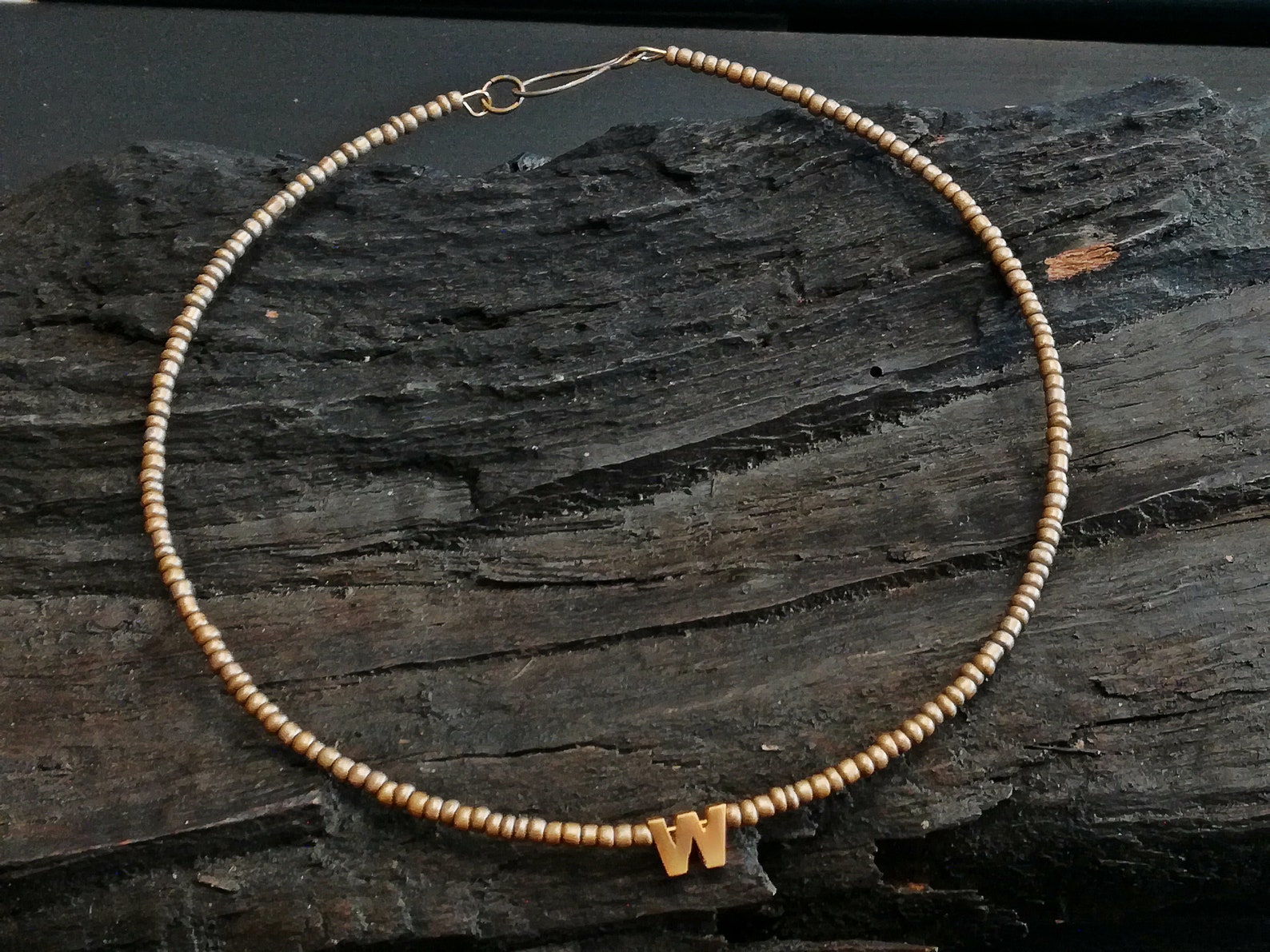 Bronze Beaded Choker Initial Letter Choker Personal Choker - Etsy