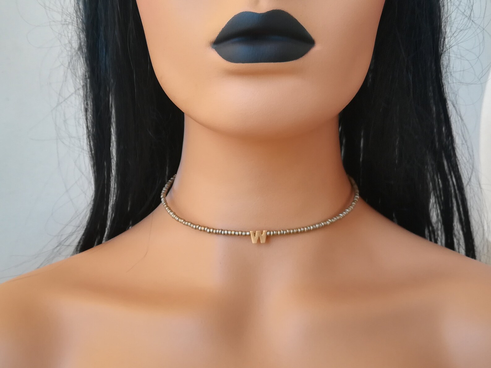 Bronze Beaded Choker Initial Letter Choker Personal Choker - Etsy