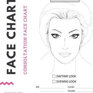 PRINTABLE : Makeup Face Chart for Artist, 60 Look With Lager Page 8.5 X ...