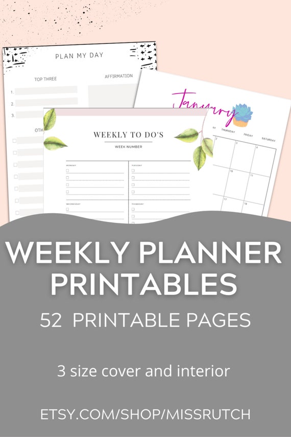 Weekly Planner Printable Minimalist Weekly to Do List Weekly - Etsy