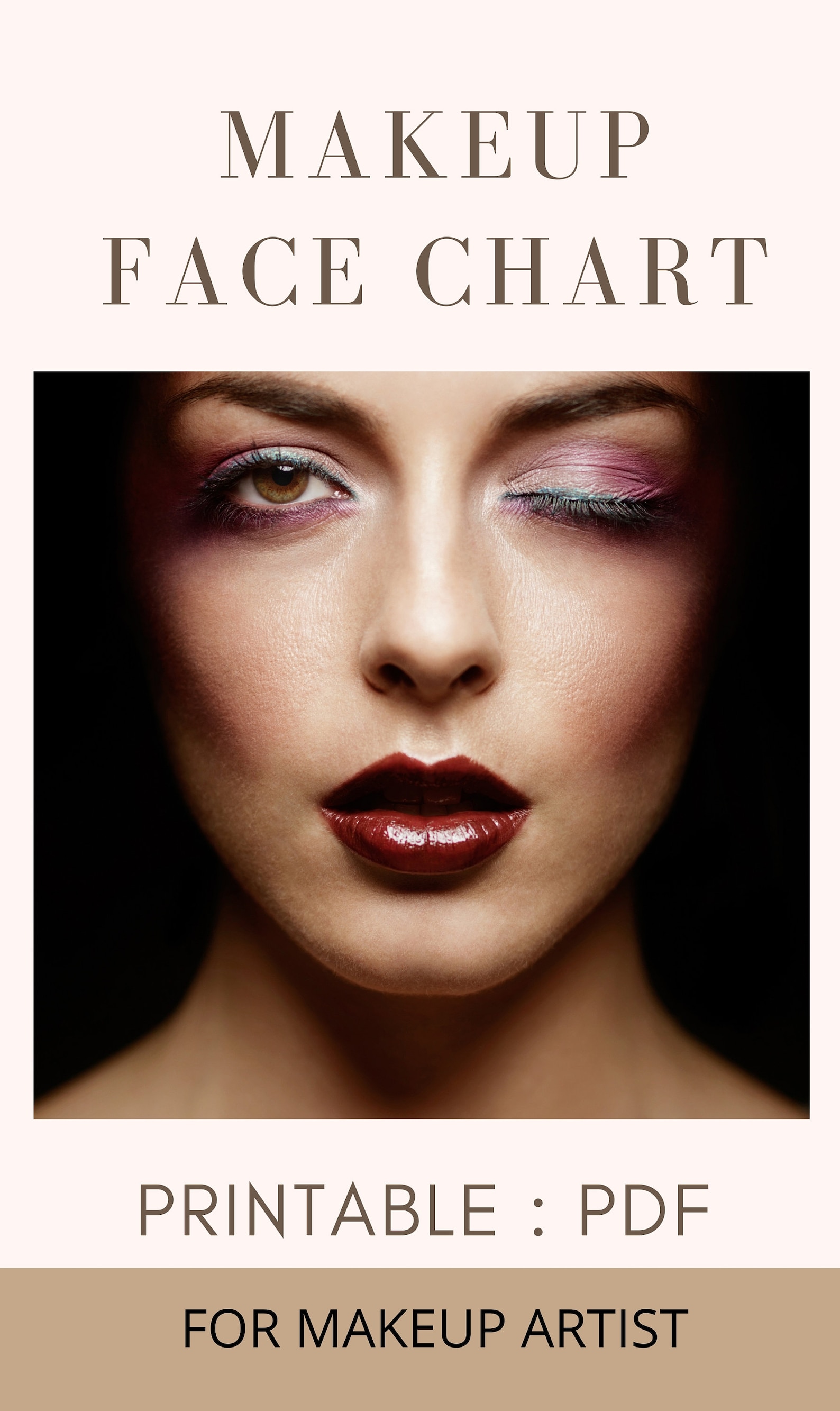 PRINTABLE : Makeup Face Chart for Artist, 60 Look With Lager Page 8.5 X ...
