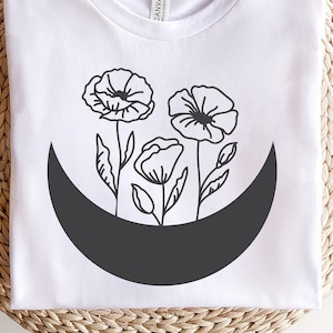 Moon Svg, Floral Moon Svg, Celestial Svg, Poppy Moon Svg, Mystical ...