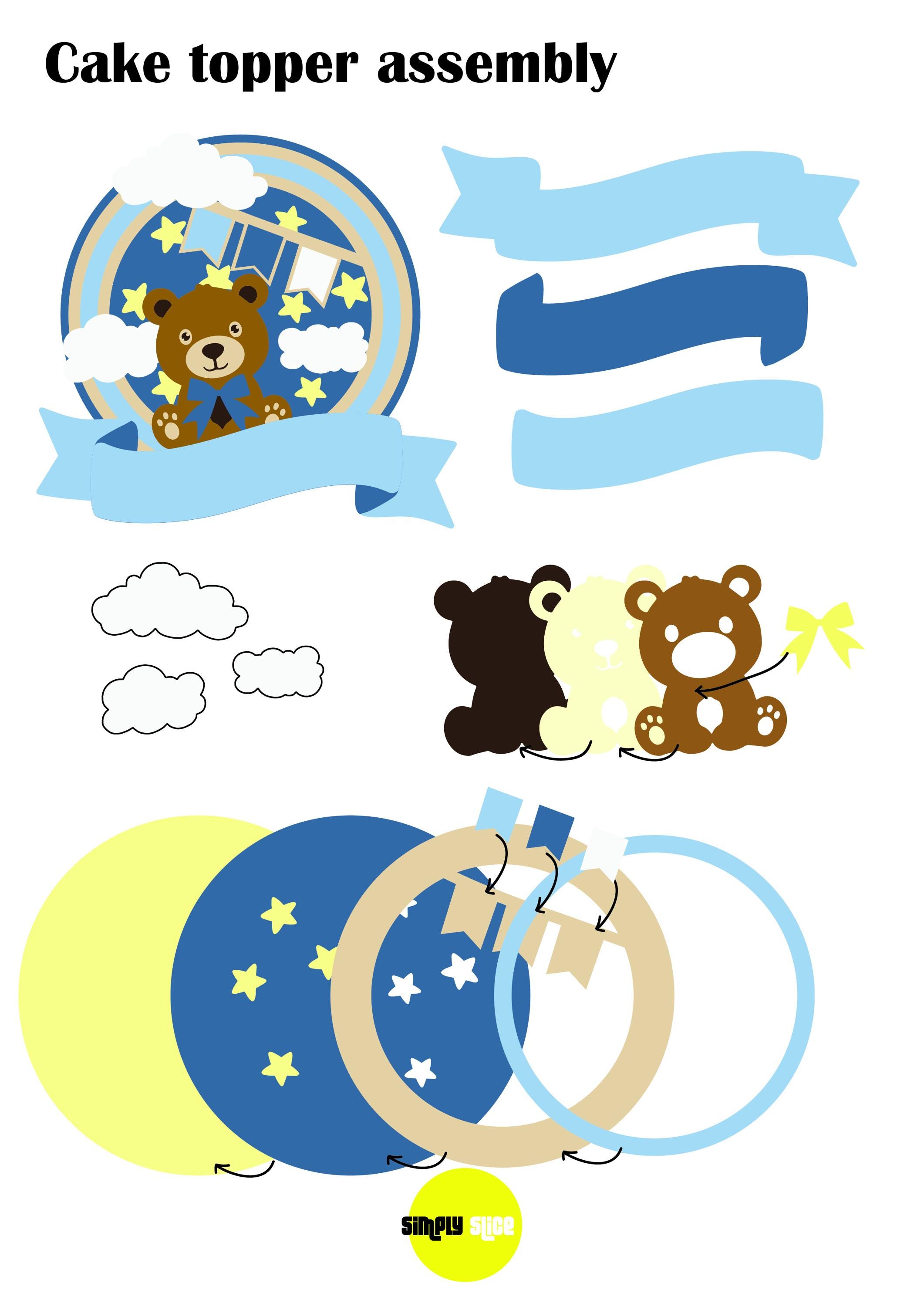 Bear Cake Topper SVG File | Instant Download | Cute Bear Topper for ...