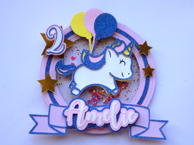 Unicorn Birthday Cake Topper With Shaker 3d Cake Topper Unicorn Cake