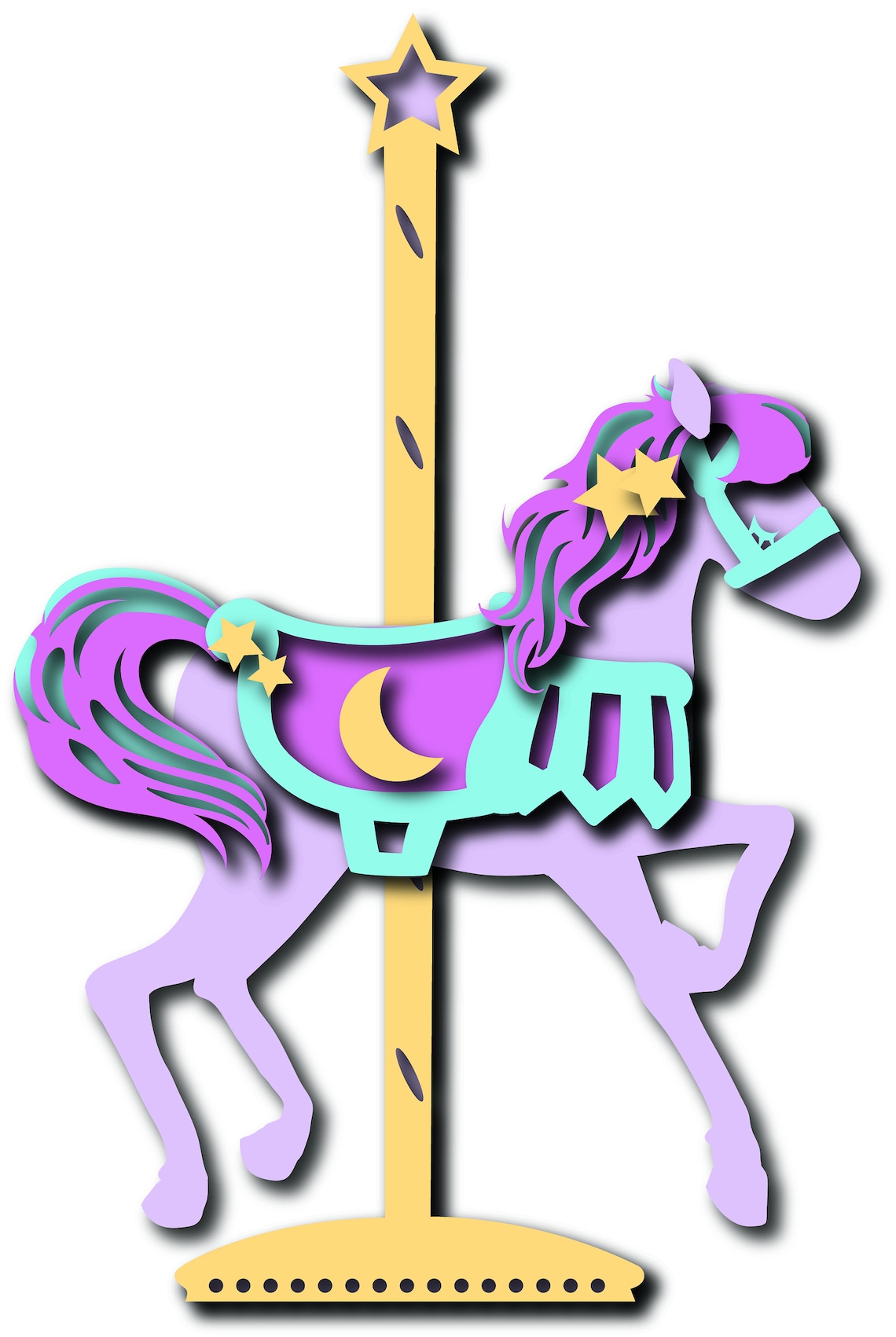 3d Layered Carousel Horse Svg for Cricut or Silhouette Papercut Svg ...