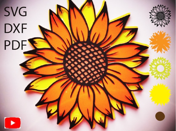 Layered Sunflower Svg Paper Sunflower Template Dxf Pdf - Etsy