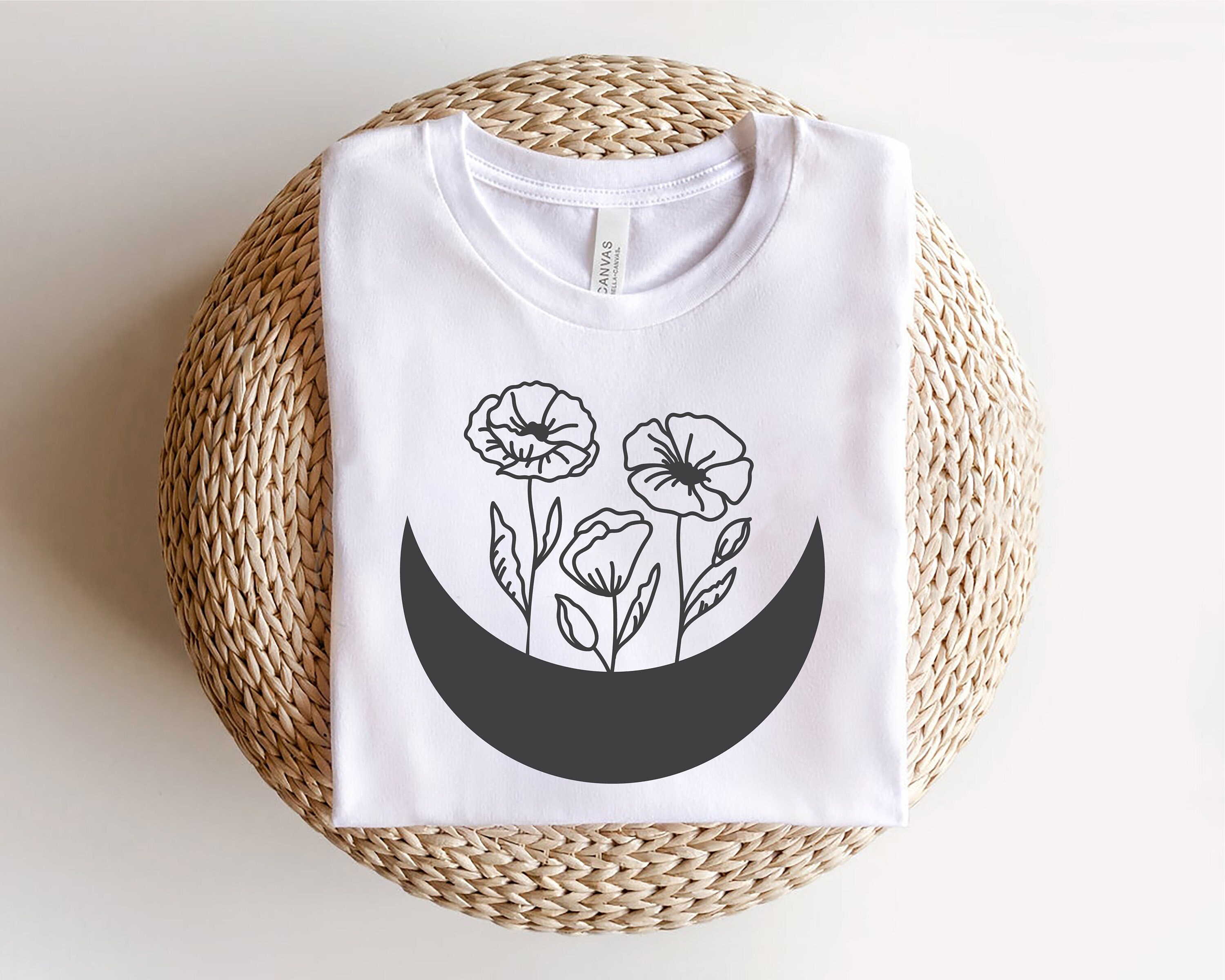 Moon Svg, Floral Moon Svg, Celestial Svg, Poppy Moon Svg, Mystical ...