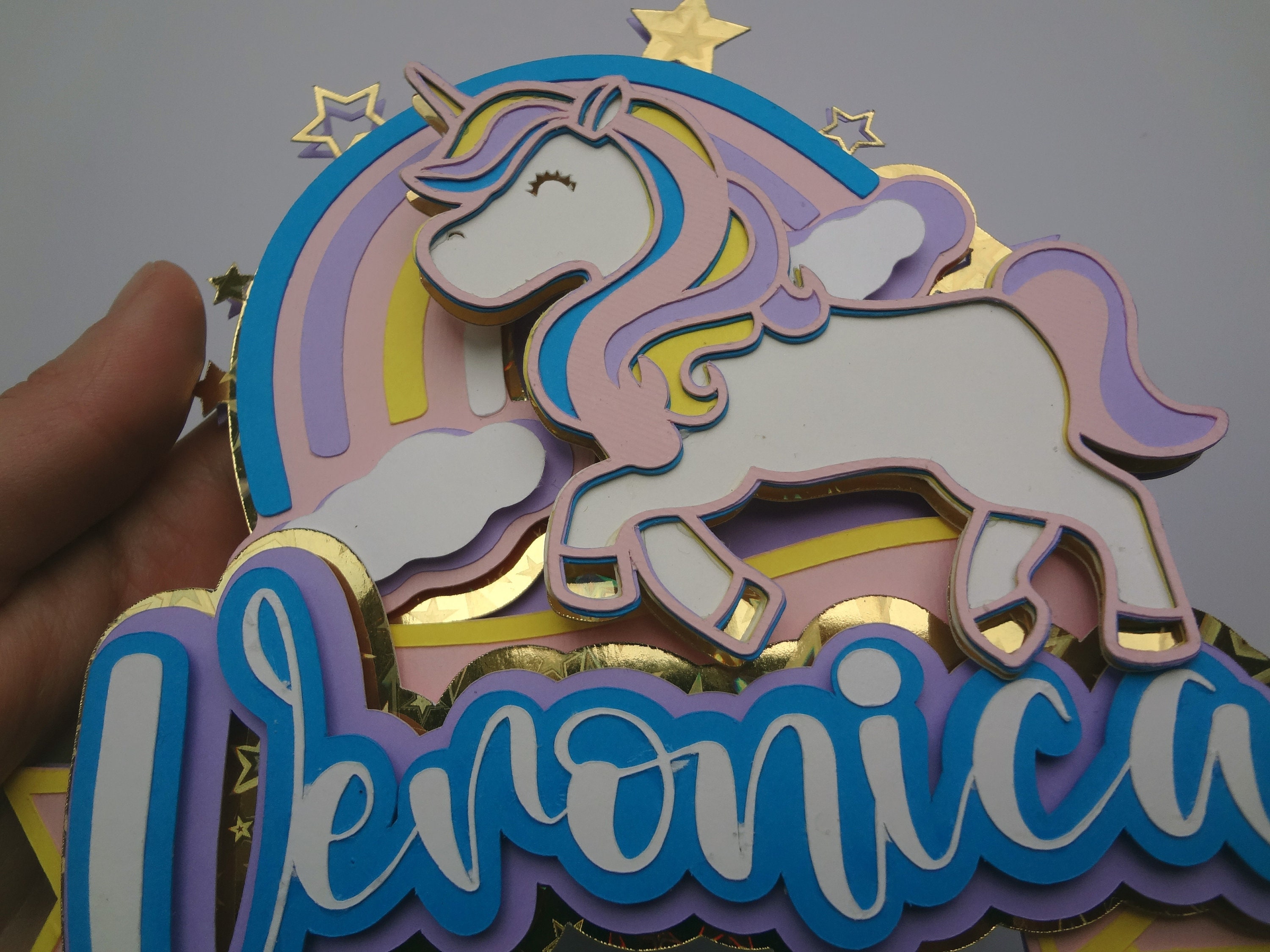 Unicorn Birthday Layered Cake Topper, 3D Cake Topper, Unicorn Cake ...