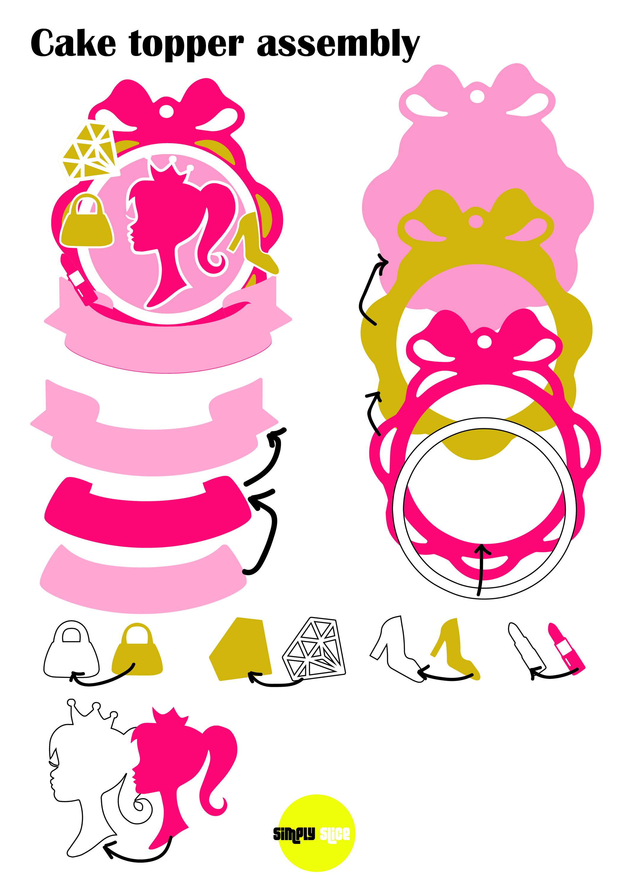 Pink Doll Cake Topper Layered SVG | Fashion Princess Theme Birthday ...