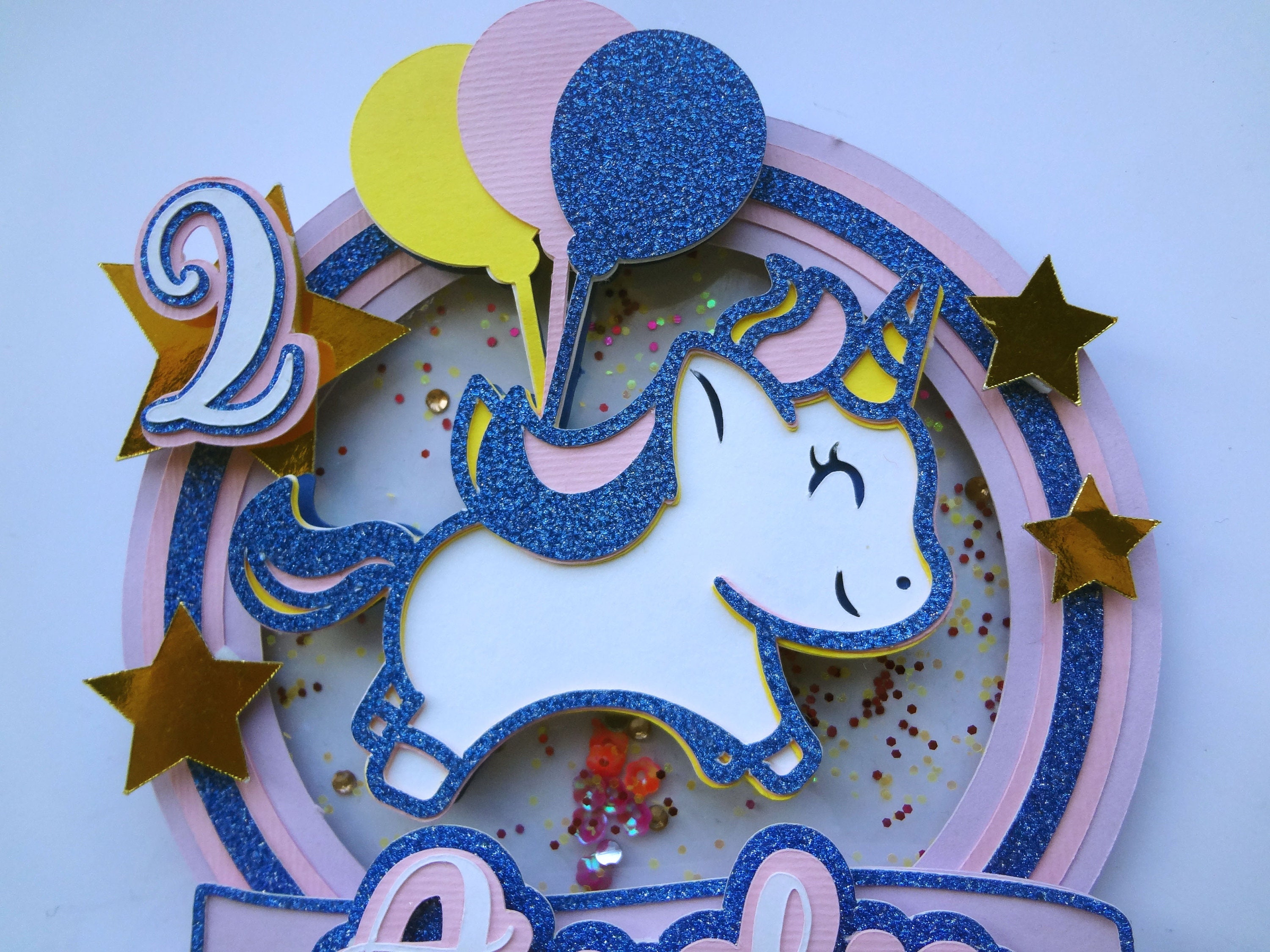 Unicorn Birthday Cake Topper With Shaker 3d Cake Topper Unicorn Cake