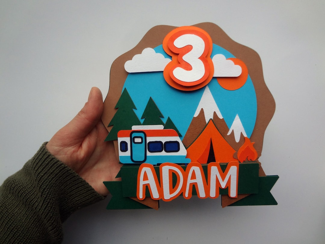 Camping Cake Topper | Camper Tent Cake Topper | Adventure Birthday ...
