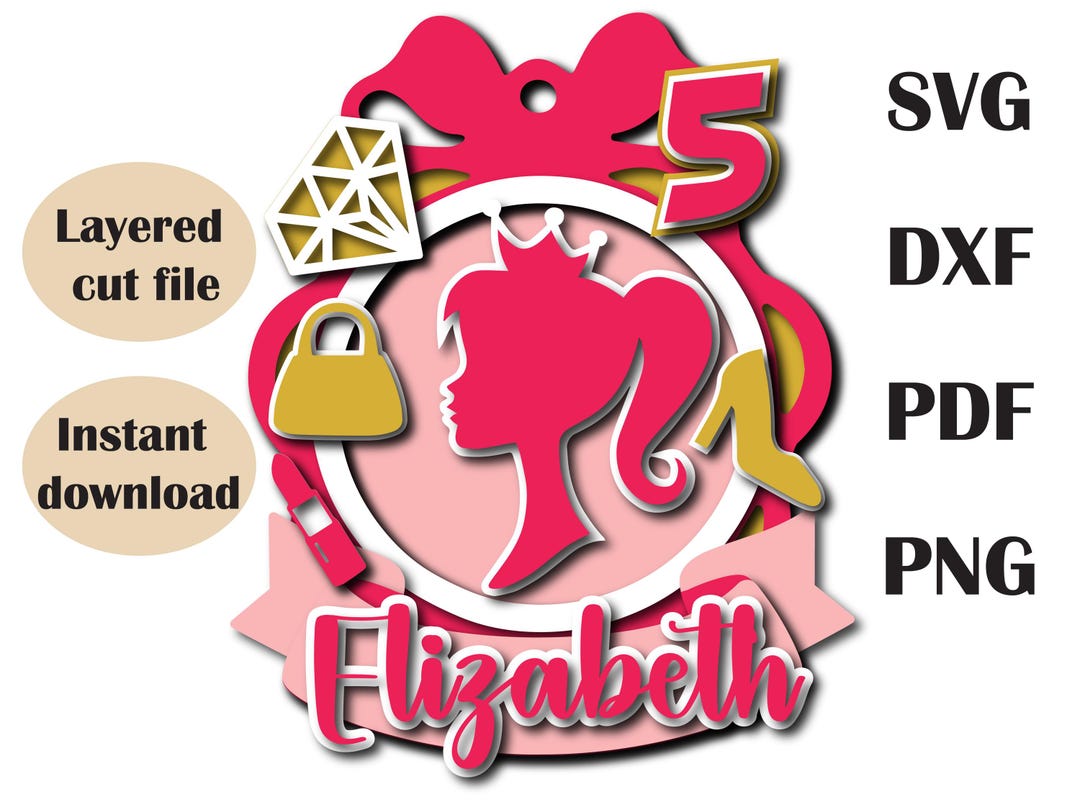 Pink Doll Cake Topper Layered SVG | Fashion Princess Theme Birthday ...