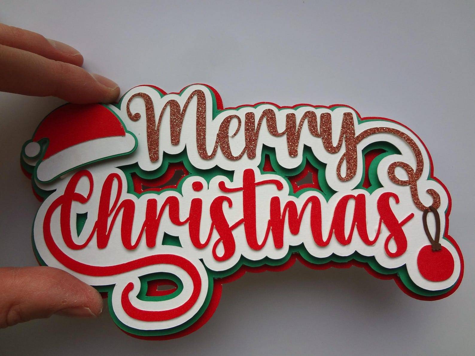 Merry Christmas Cake Topper SVG | 3D Layered Holiday Cut File | Festive ...