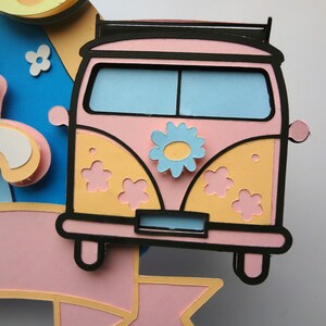 Groovy Cake Topper Layered SVG, Two Groovy Cake Topper Svg, Hippy Van ...