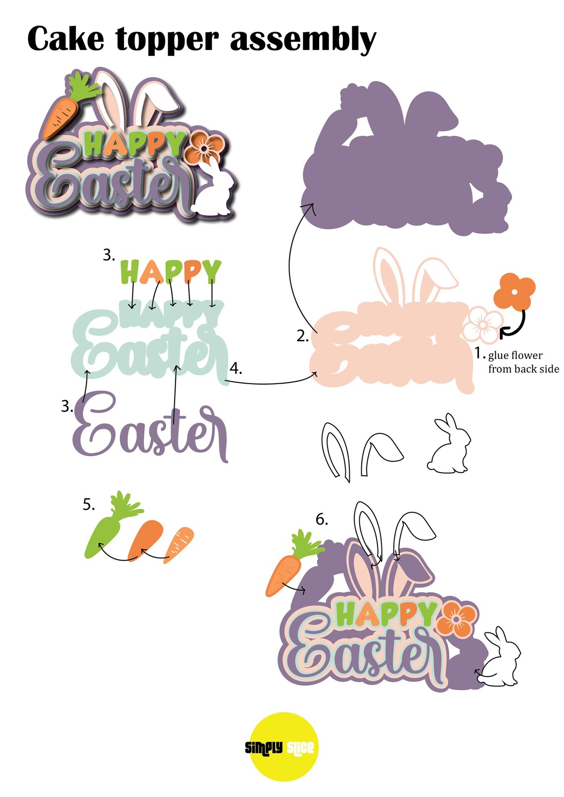 Happy Easter Cake Topper SVG | 3D Layered Easter Cut File | Easter ...