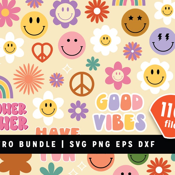 Retro Groovy Clip Art - Etsy