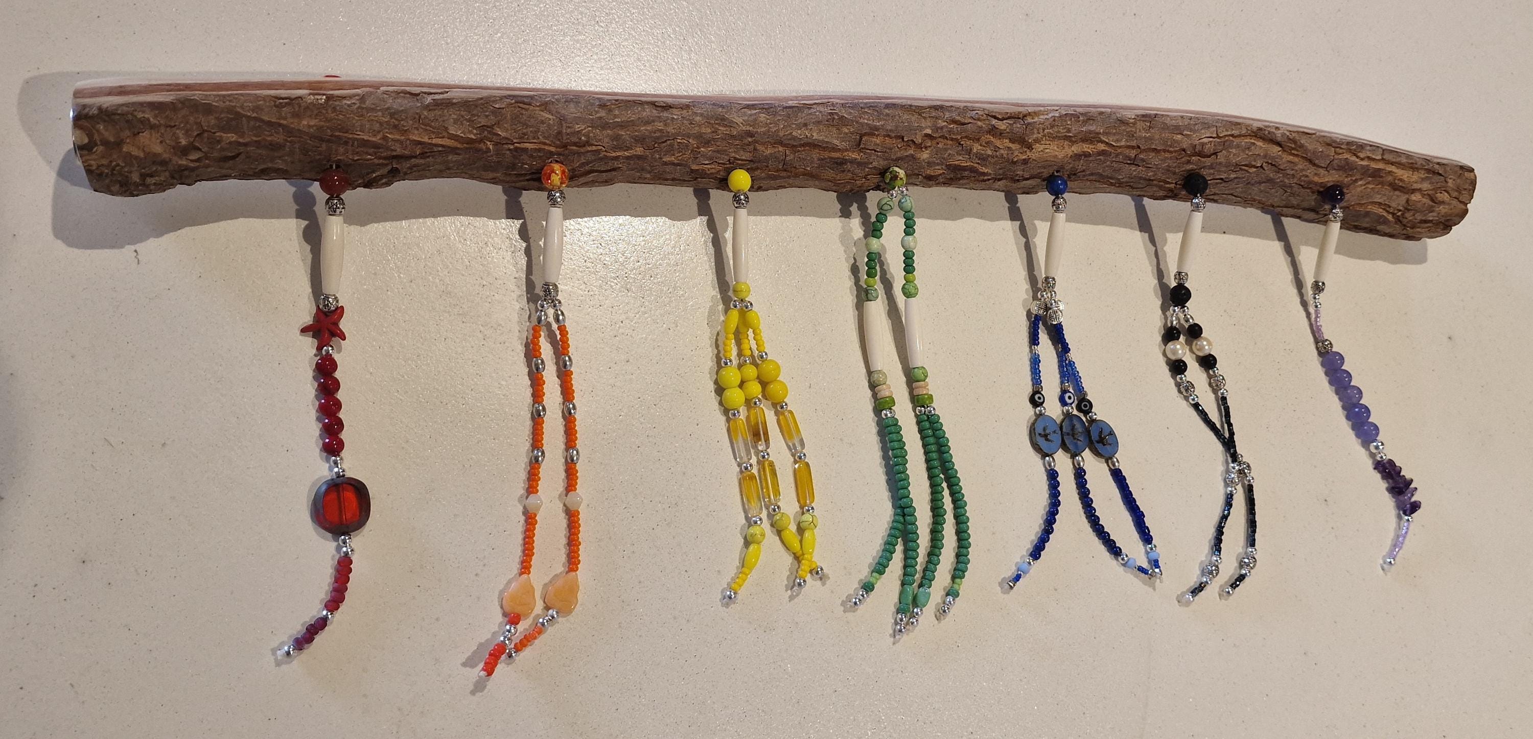 Themed Chakra Talking Stick, Custom-made, Stunning Crystals, Unique Art, Glass-like Wood Finish ...