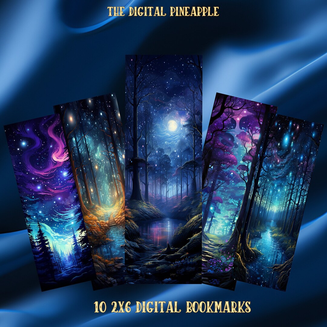 Night Forest Bookmarks, Starry Night, Magical Fantasy Download Bundle ...