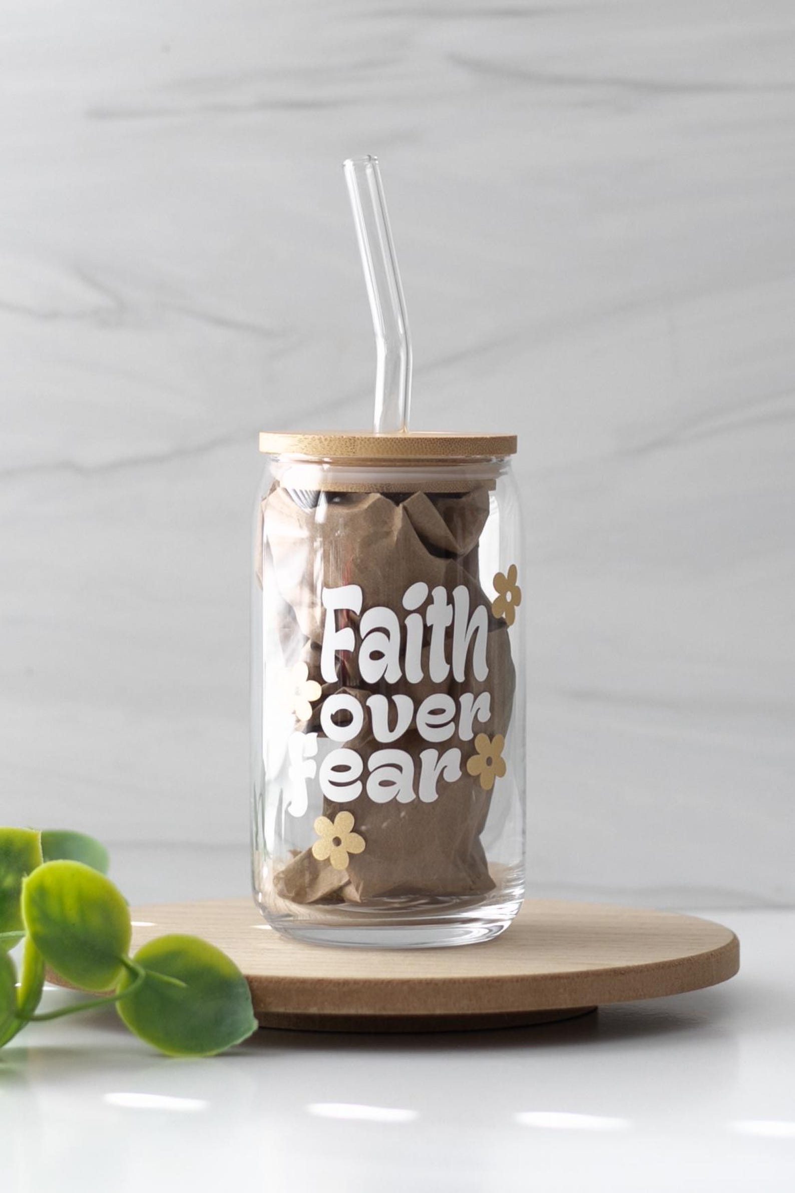 Faith Over Fear Glass Cup - Etsy