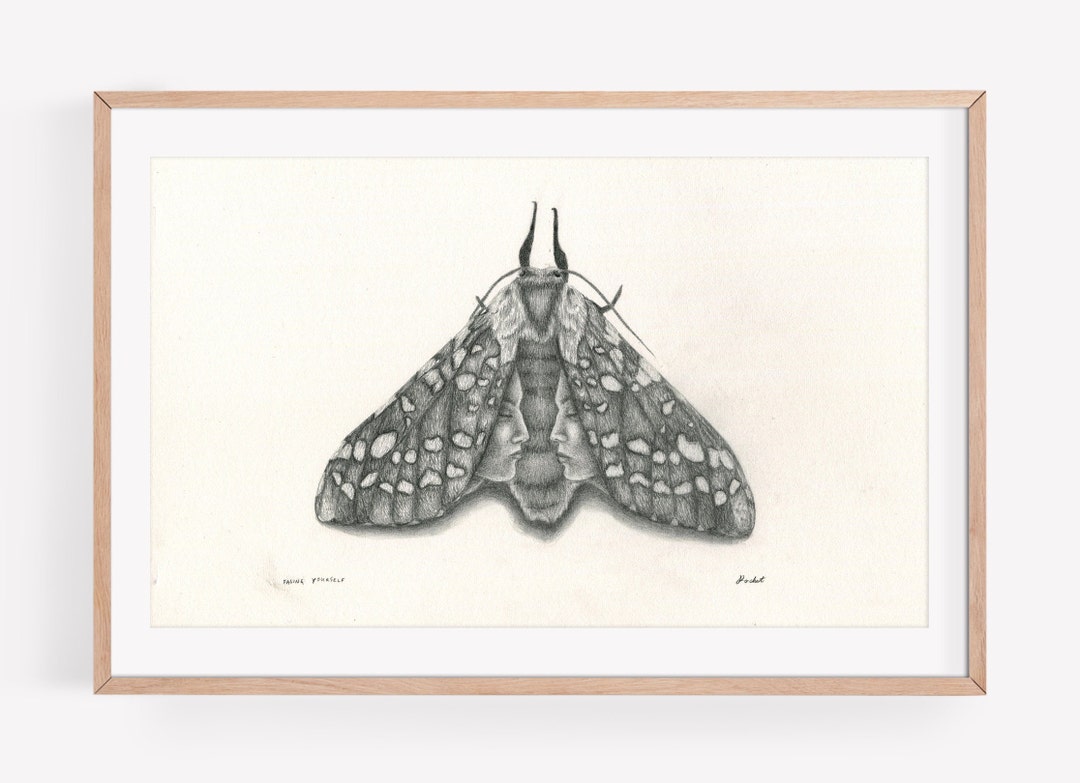 Art Print - Facing Yourself. Surreal Moth Illustration, Wall Art - Etsy