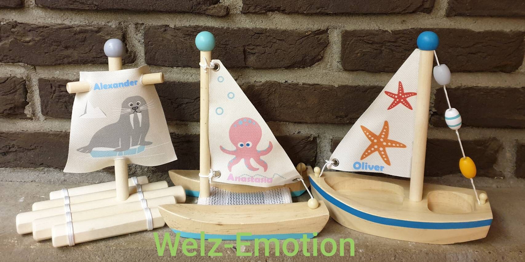 Wasser Boot/ Segelschiff mit Namen/ Oktopus/ Seestern/ Walross - Etsy.de