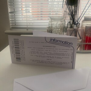 DL 99mm X 210mm Bespoke Custom Gig Concert Ticket Perforated Folded ...