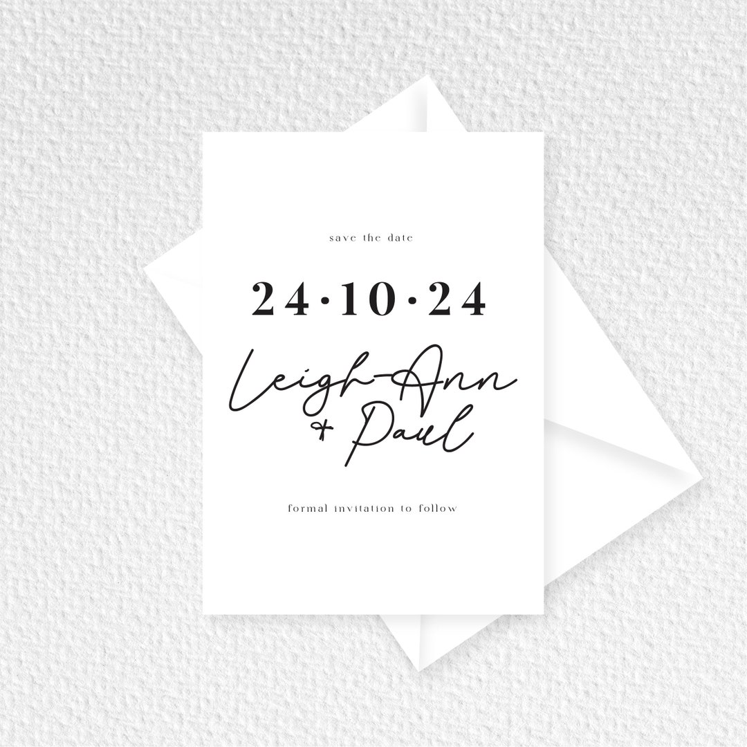 Bespoke Custom Minimal Monochrome Typography Stylish Large Number Save ...