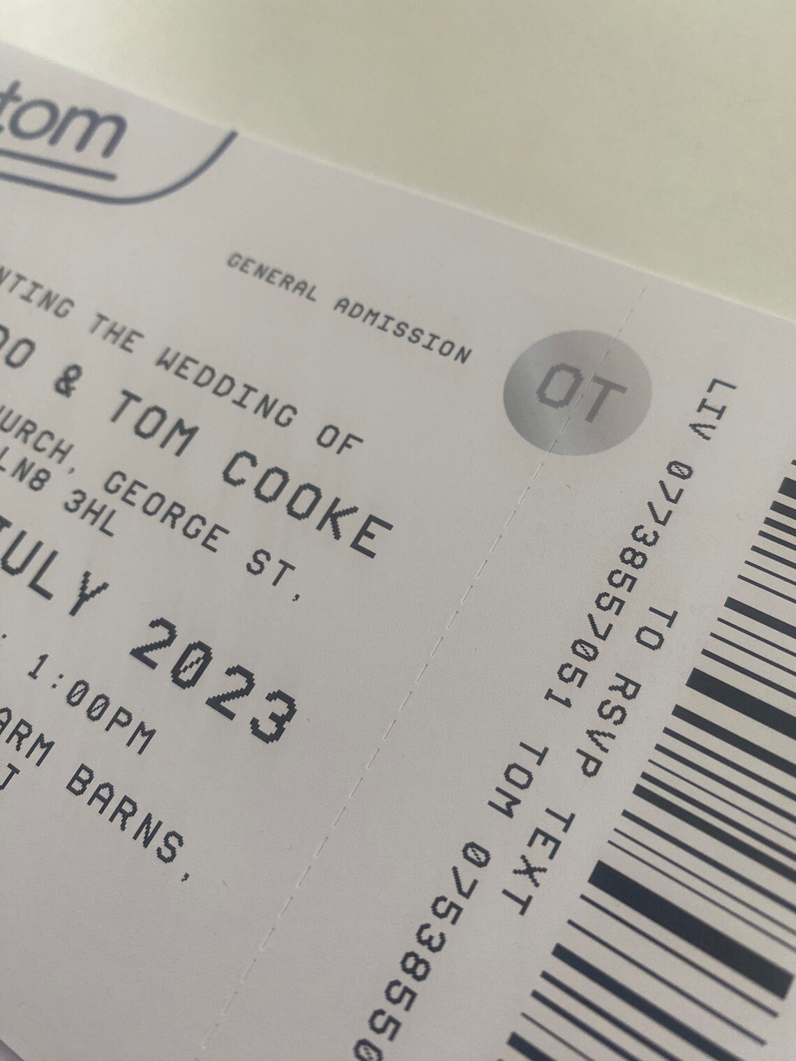 DL 99mm X 210mm Bespoke Custom Gig Concert Ticket Perforated Folded ...