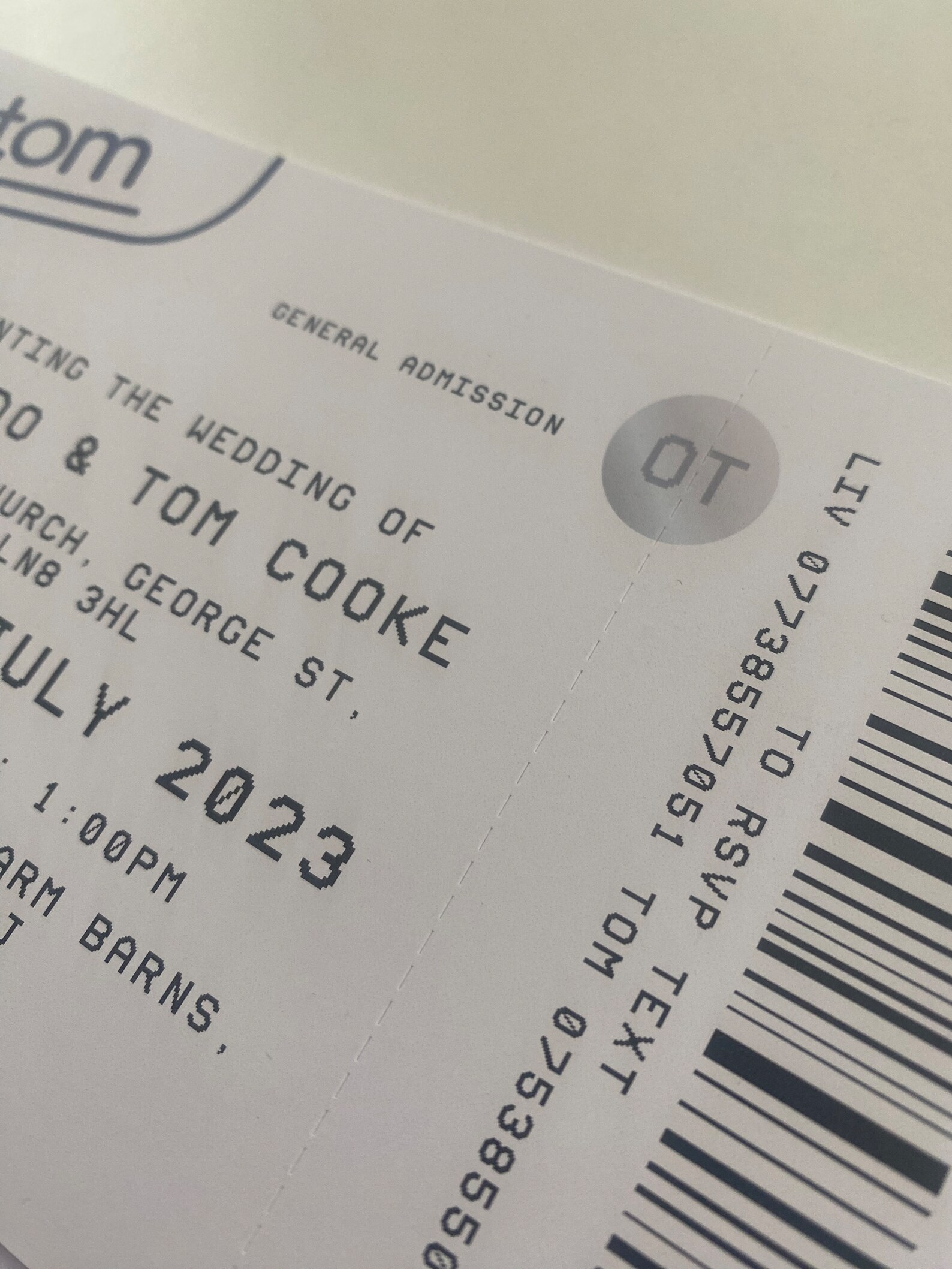 DL 99mm X 210mm Bespoke Custom Gig Concert Ticket Perforated Folded ...