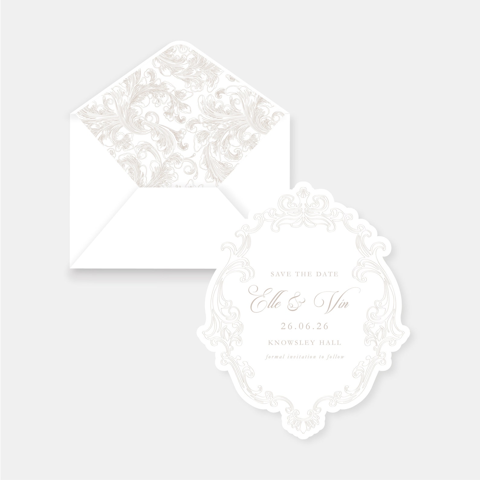 A5 Bespoke Custom Wedding Shaped Damask Baroque Traditional Classic ...