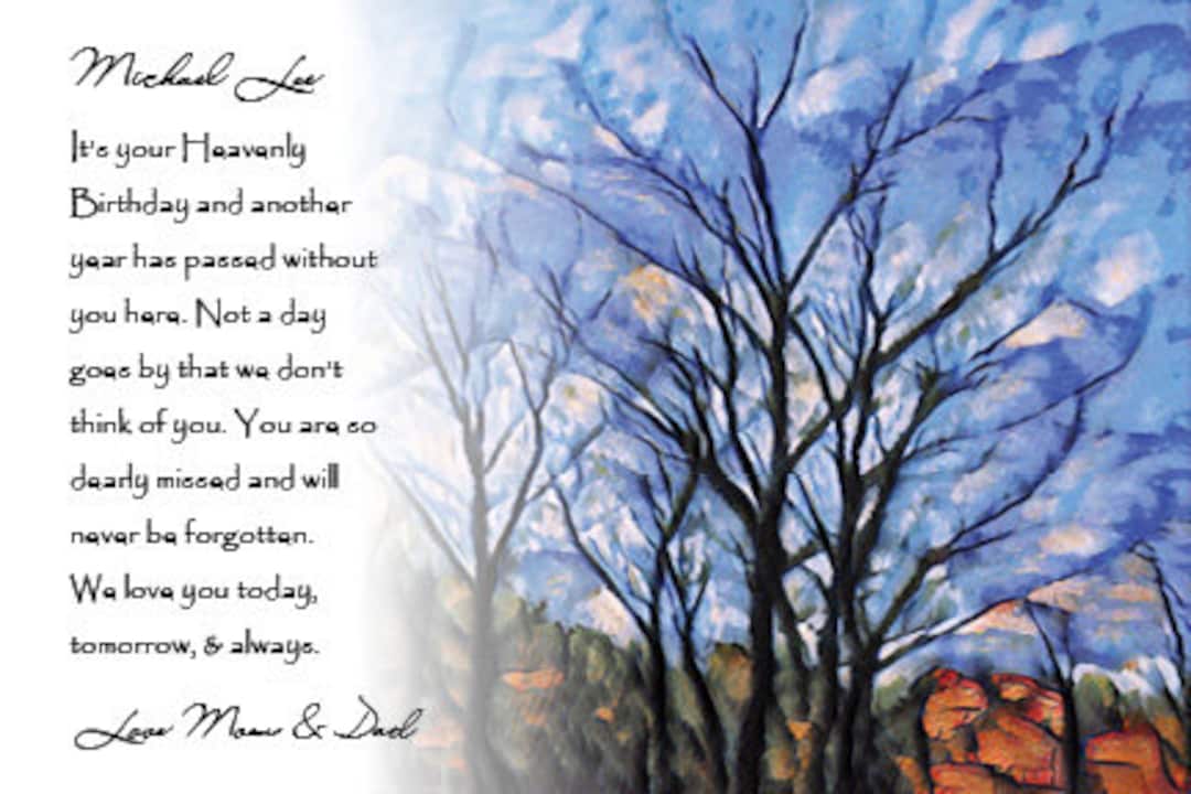 Happy Heavenly Birthday Custom Card for Cemeteries, Memorial Sites and ...