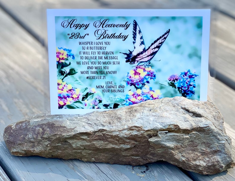 Happy Heavenly Birthday Butterfly Memorial Site Card - Etsy